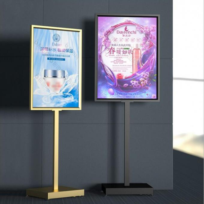 Retail Store Floor Standing Poster LED Lighting Metal Box Gold POP ...